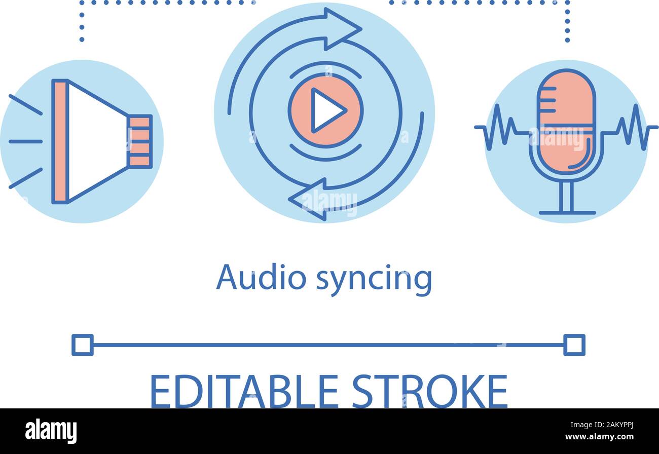 Audio syncing concept icon. Sound production idea thin line ...