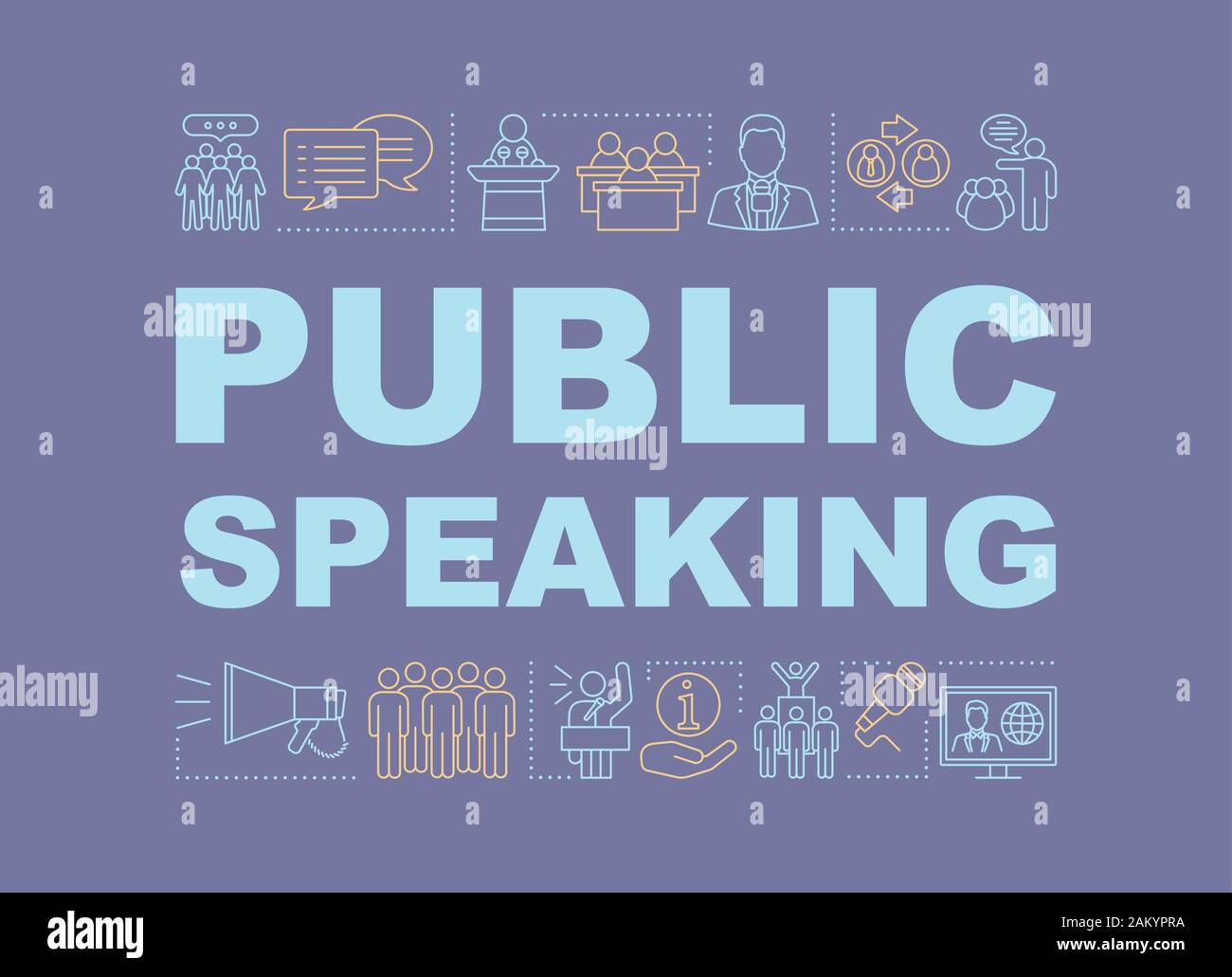 Public speaking skill word concepts banner. Oratory and communication ...