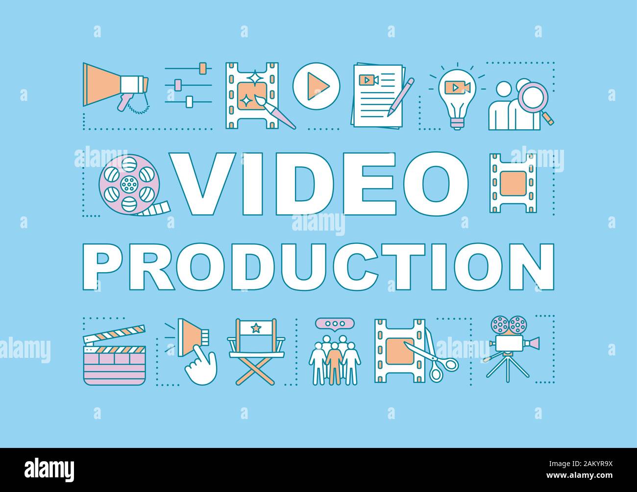 Video production word concepts banner. Film making process. Movie ...