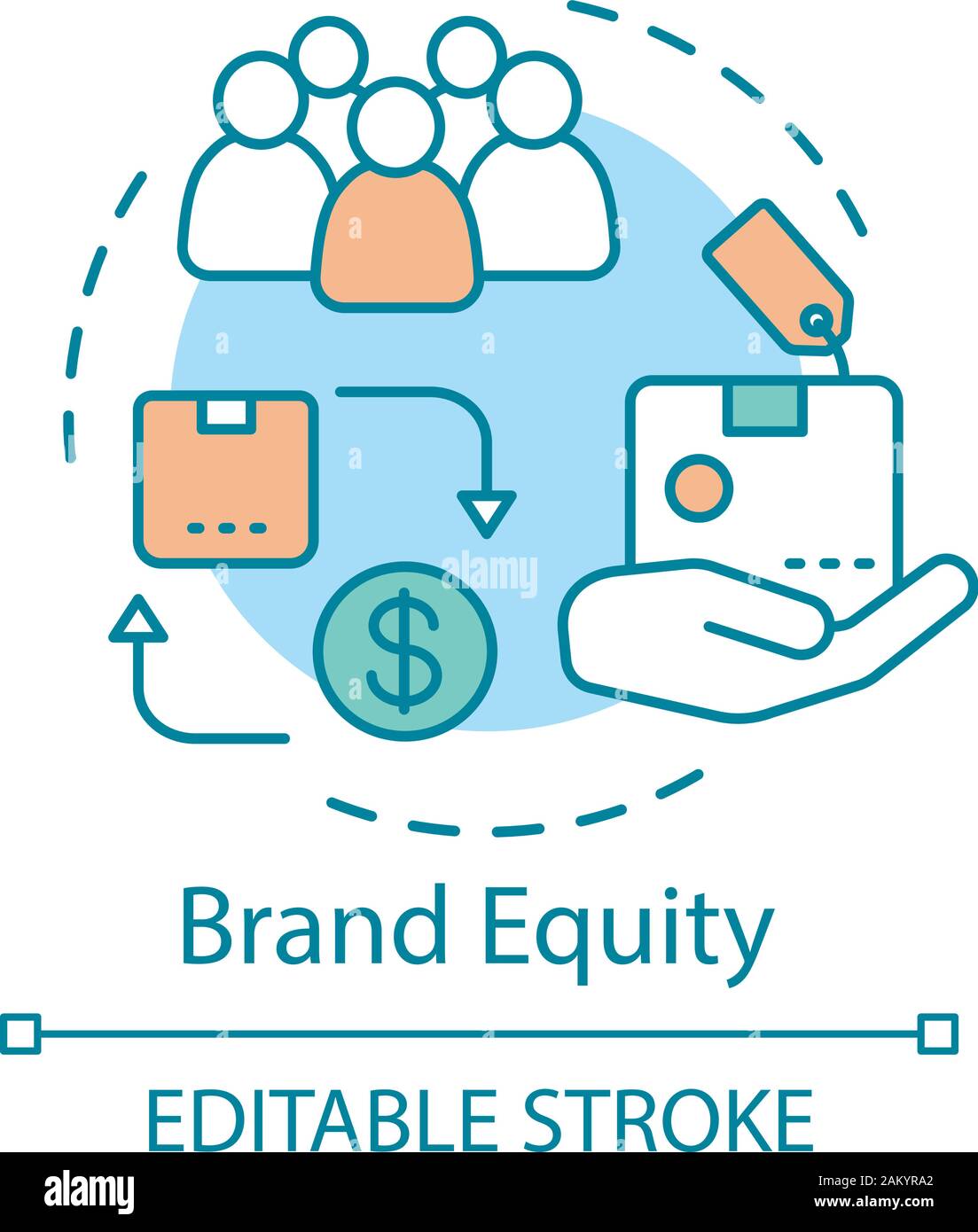 Brand equity concept icon. Brand management idea thin line illustration ...