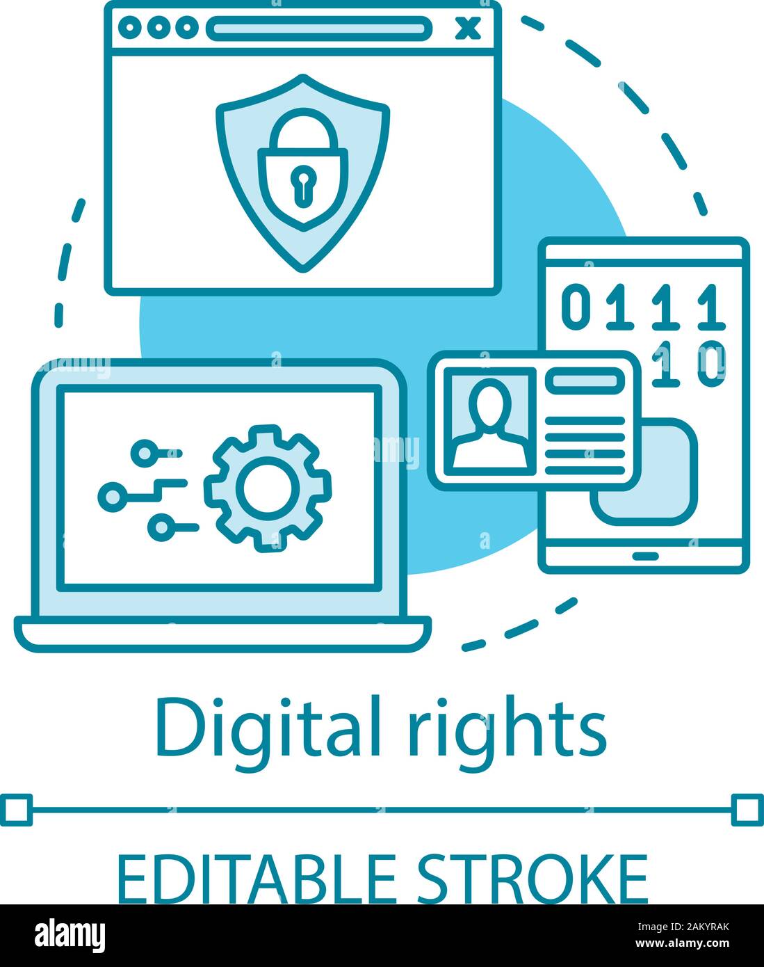 Digital rights concept icon. Intellectual property protection idea thin ...