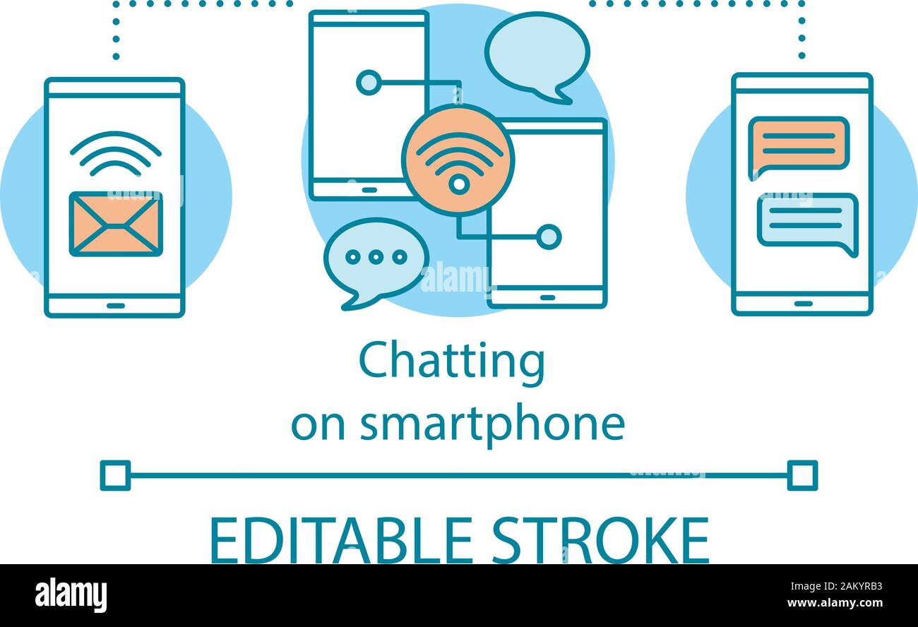 Chatting on smartphone concept icon. Web communication. Sending ...