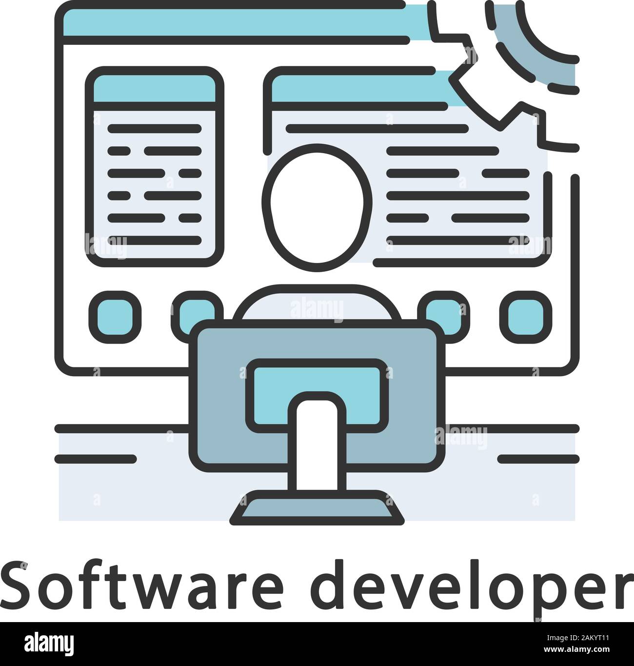 Software Developer Color Icon Coder Software Programmer Analyst It Worker Employee Works At 