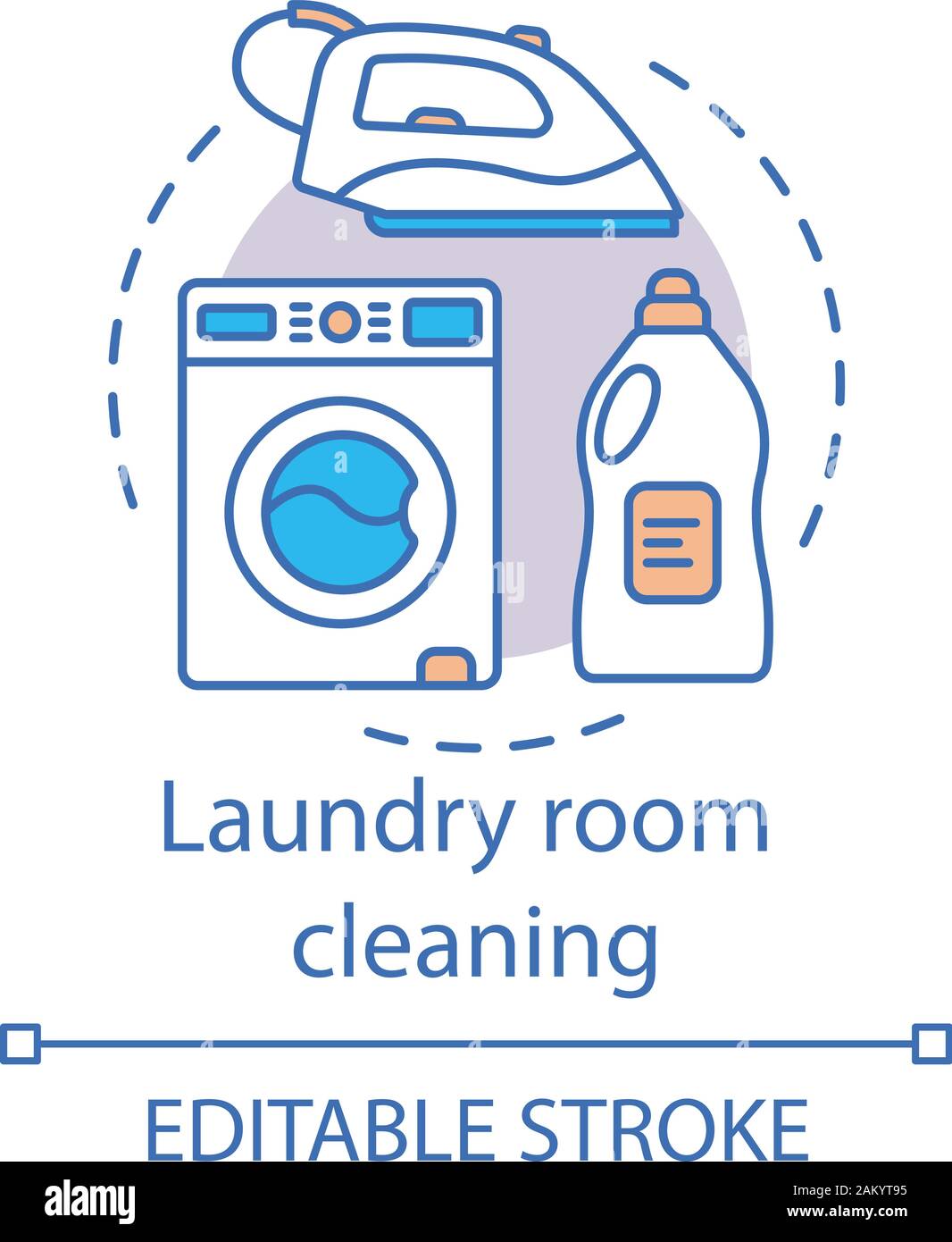 Laundry room cleaning concept icon. Home cleanup idea thin line ...