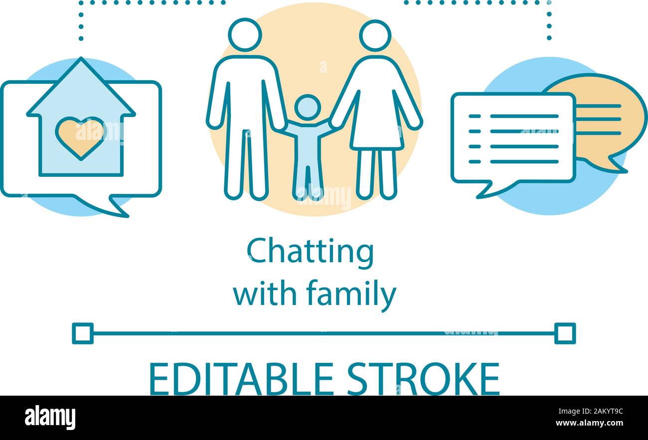 Chatting with family concept icon. Care for loved ones. Home plans ...