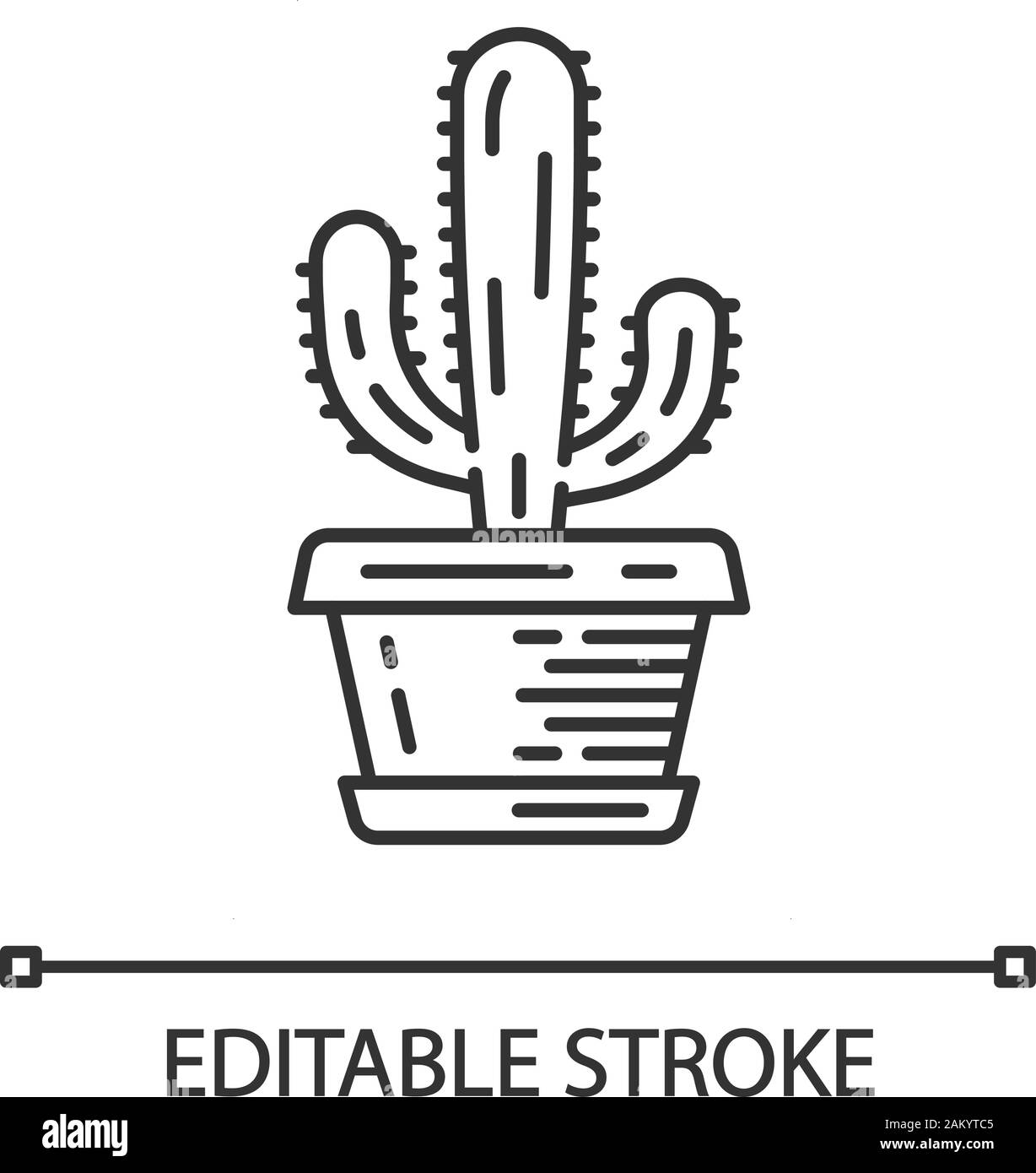 Mexican giant cactus in pot linear icon. Cardon. Elephant cactus. House ...