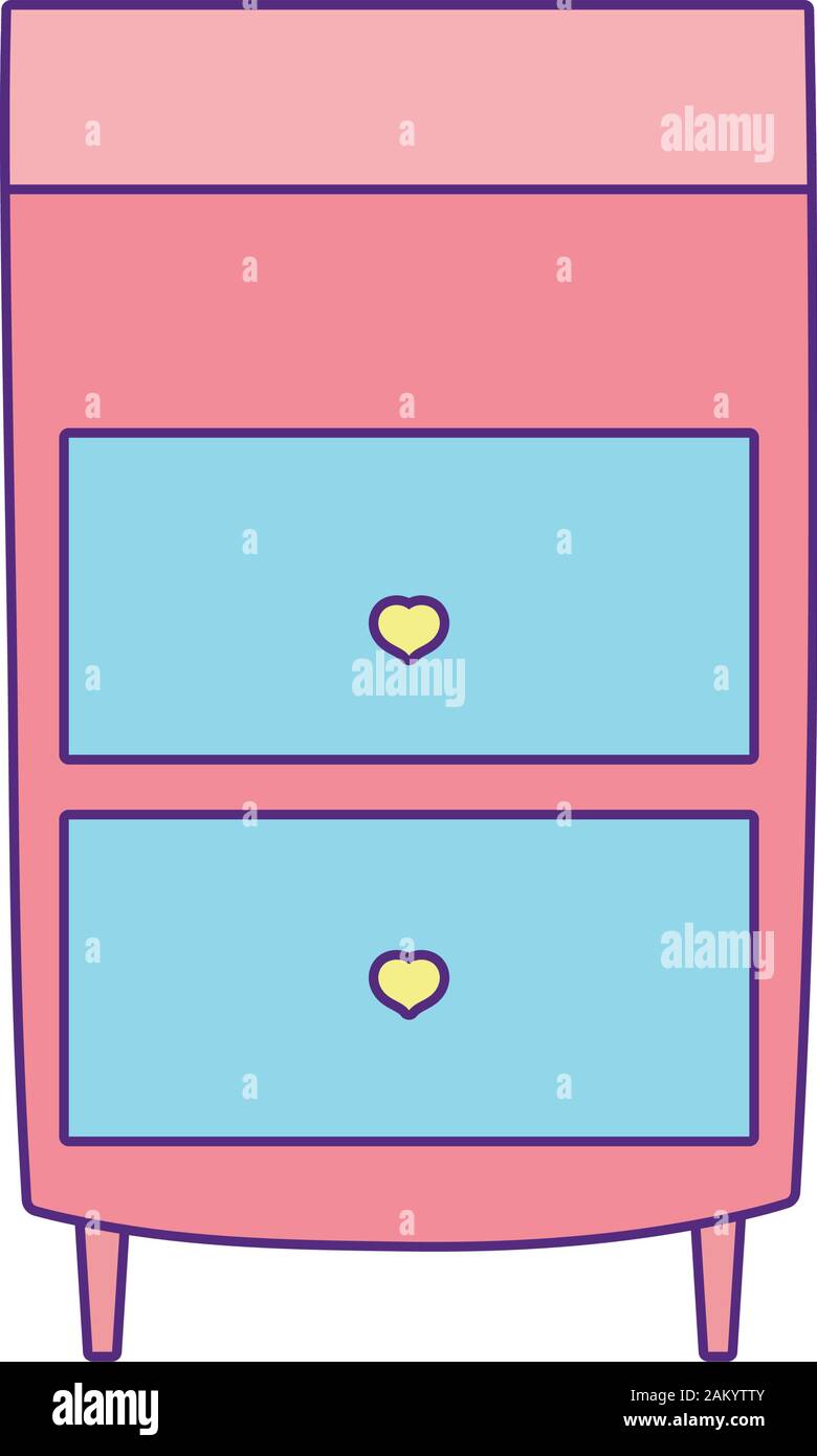 cute wooden cabinet with drawers furniture decoration vector ...