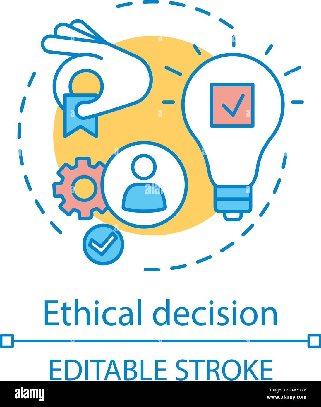 Ethical decision concept icon. Moral issue resolving idea thin line ...