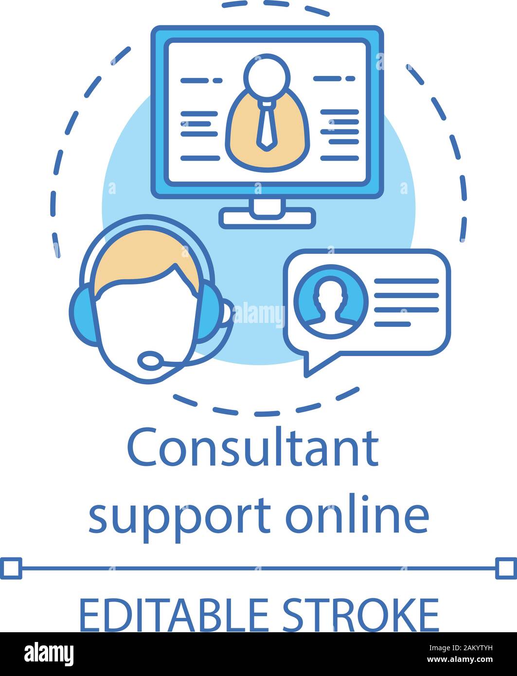 Consultant support online concept icon. Online customer service. Call ...