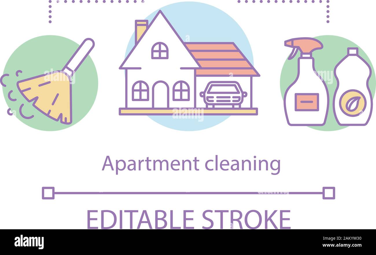 Apartment cleaning concept icon. Cleaning services idea thin line ...