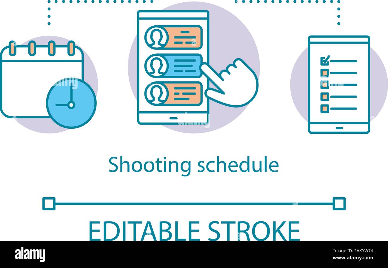 Shooting schedule concept icon. Video pre production idea thin line ...