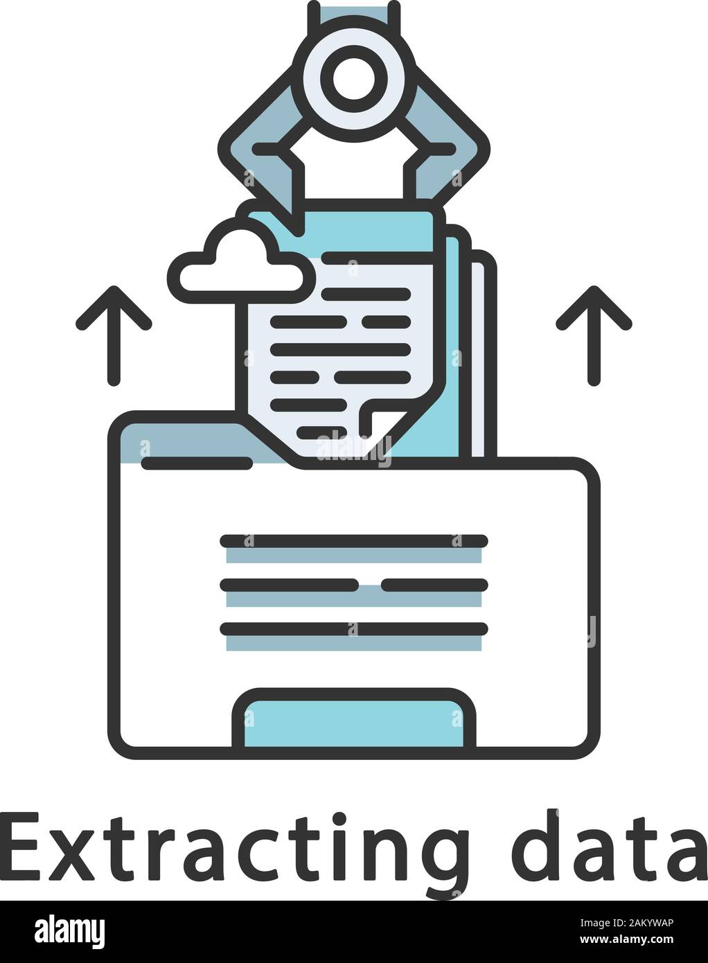 Extracting Data Color Icon Robot Retrieving Electronic File From Folder Rpa Using Cloud