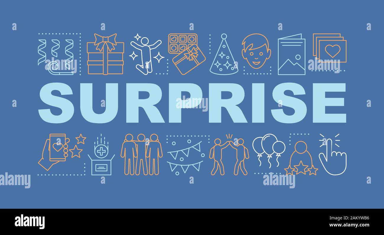 Surprise word concepts banner. Holiday celebration. Presentation ...