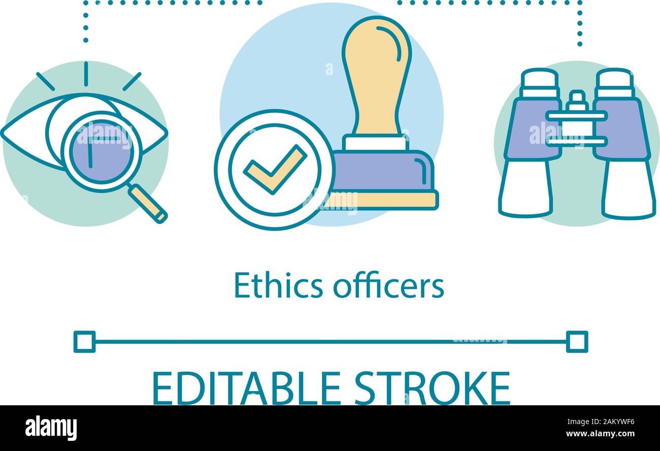Ethics officers concept icon. Corporate policy investigation idea thin ...