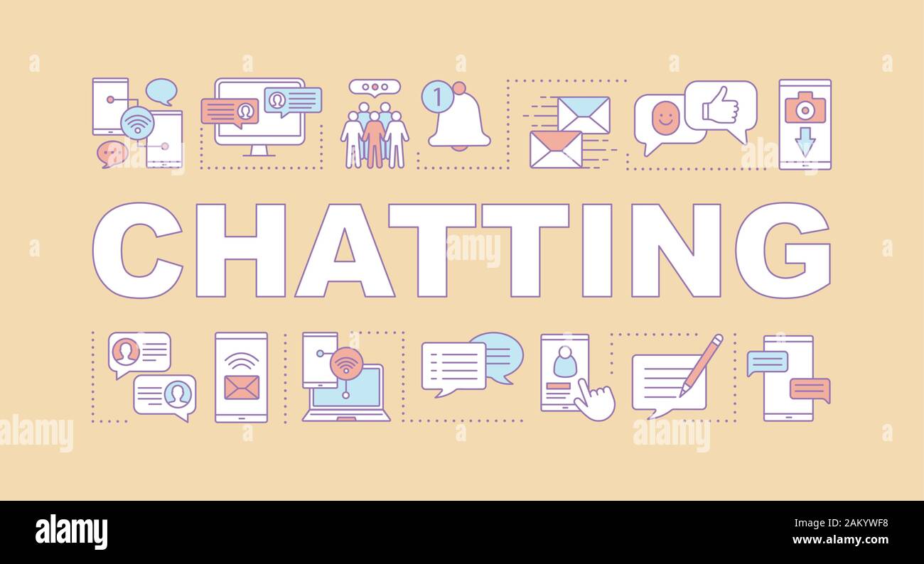 Chatting word concepts banner. Online messaging. Social network ...