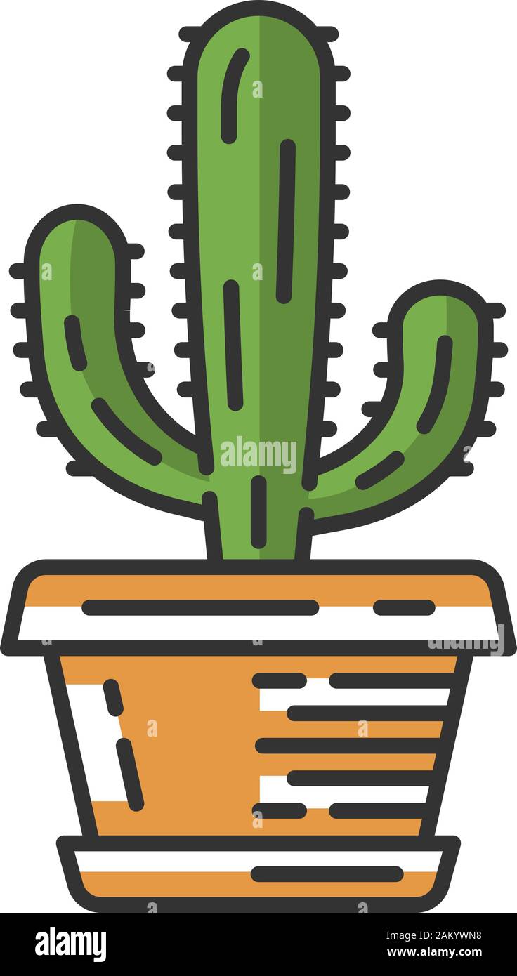 Mexican giant cactus in pot color icon. Cardon. Elephant cactus. House ...