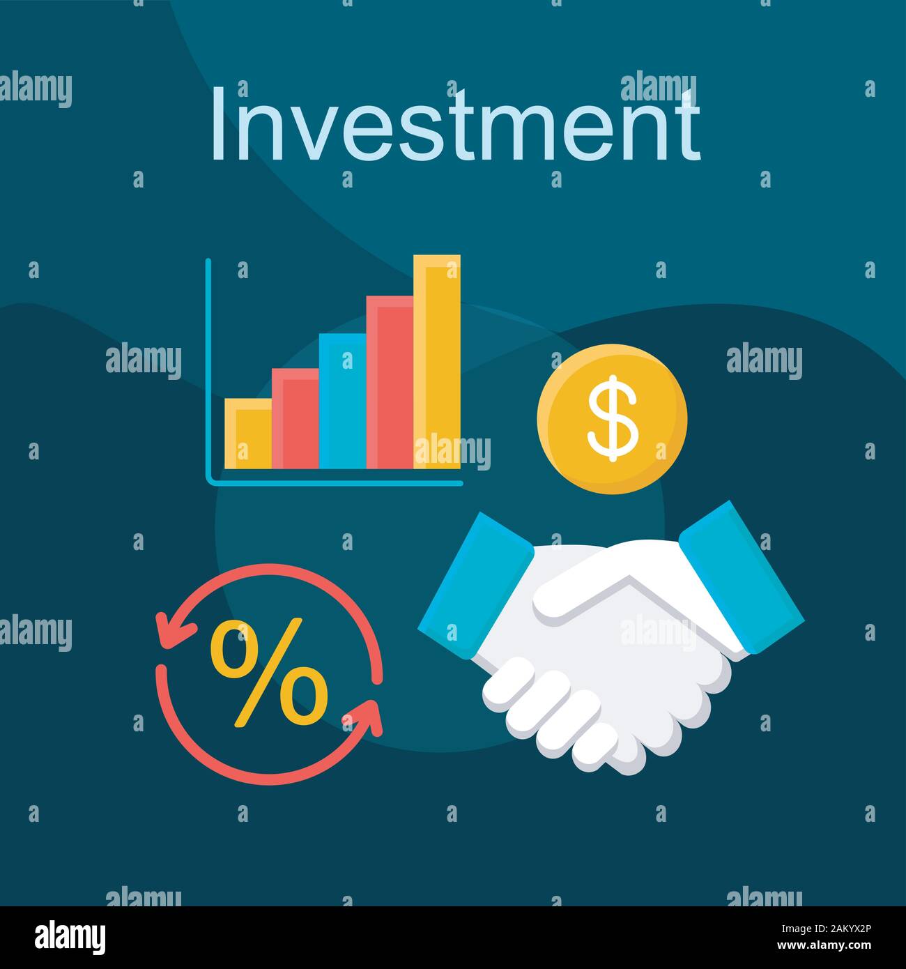 Investment flat concept vector icon. Deposit idea cartoon color ...
