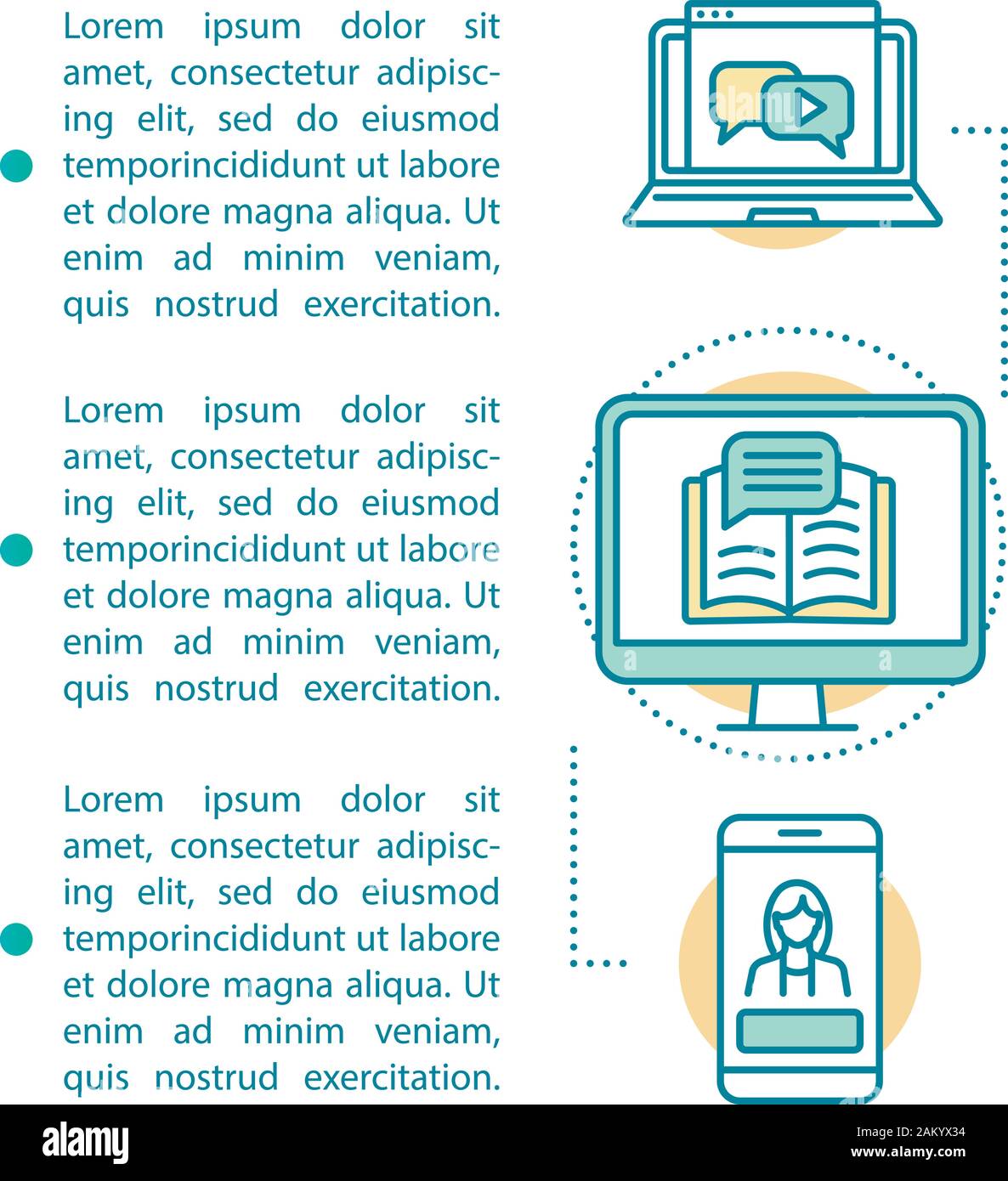 Online courses article page vector template. E-learning. Brochure ...