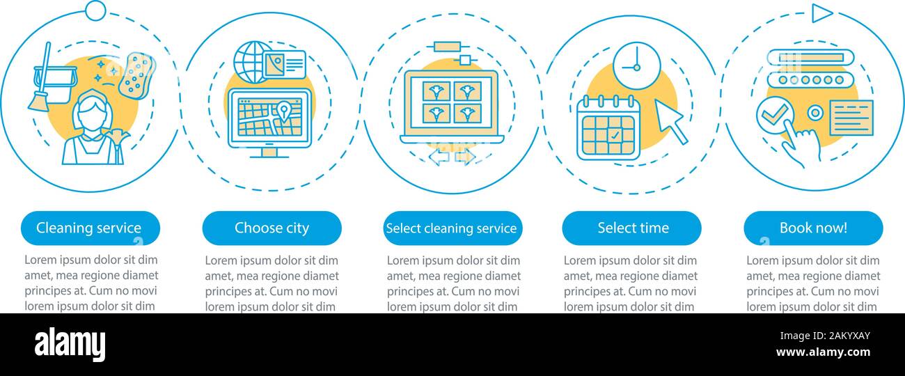 Cleaning service booking vector infographic template. Form filling ...