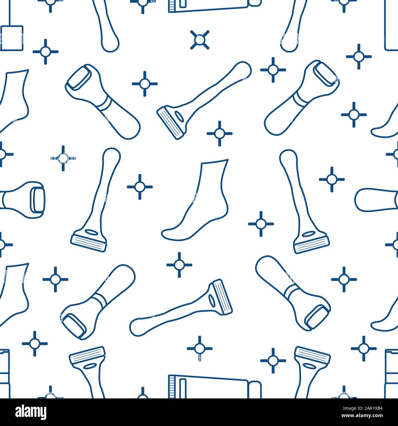 Vector seamless pattern Leg, shaver, shaving foam, cream, file for ...