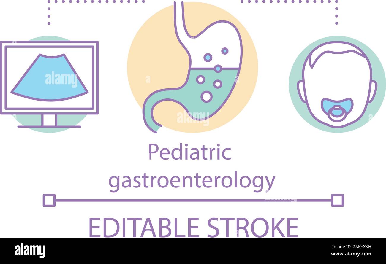 Pediatric gastroenterology concept icon. Kid gastrointestinal tract ...