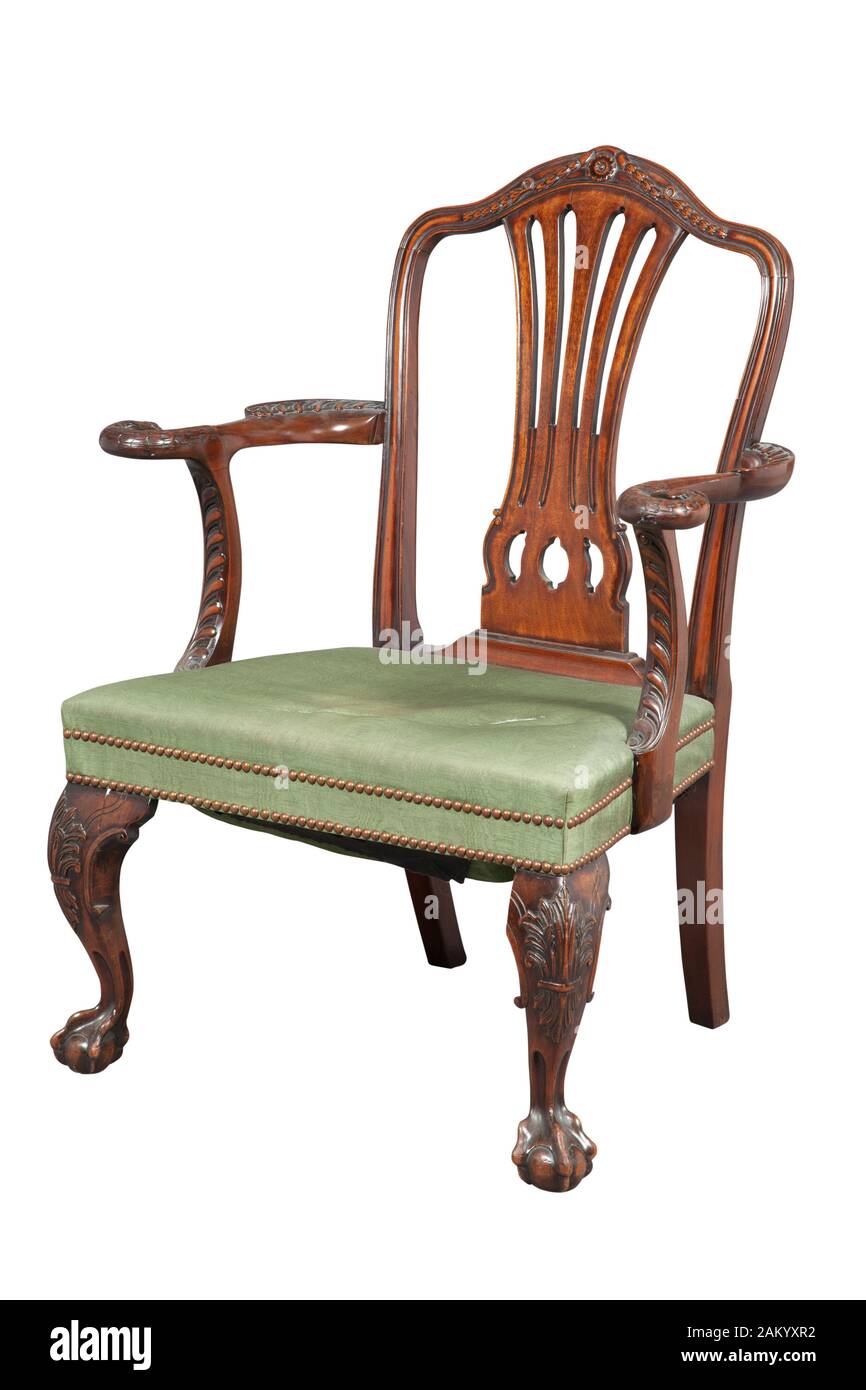 Wooden single chair on white background with path,Front view Stock ...