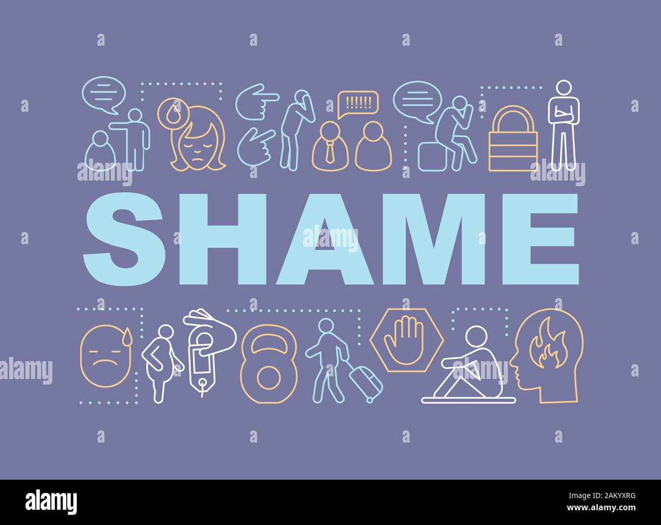 Shame word concepts banner. Suffering, distress, depression ...
