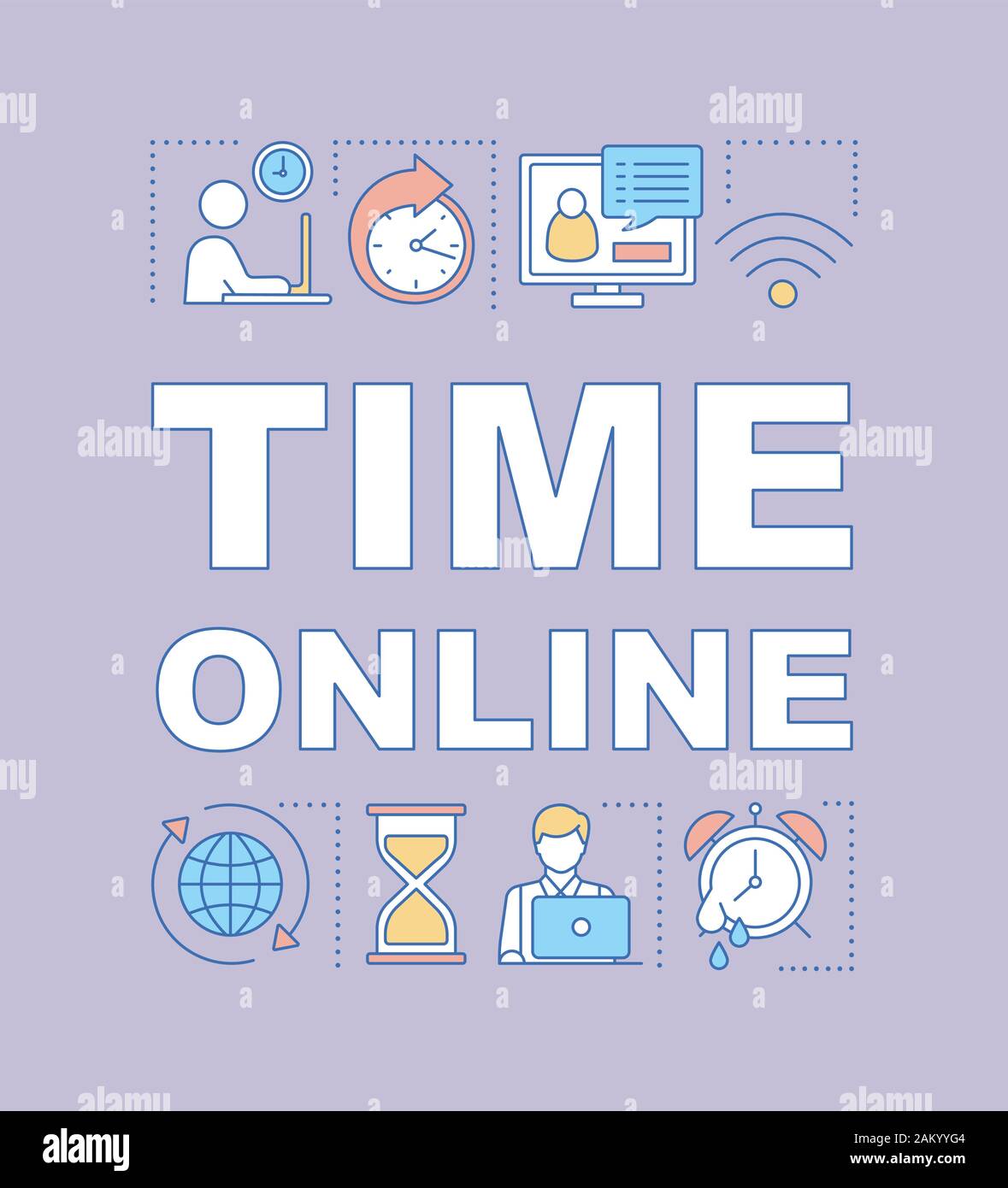 Time online word concepts banner. Task and deadline. 24 hours computer ...