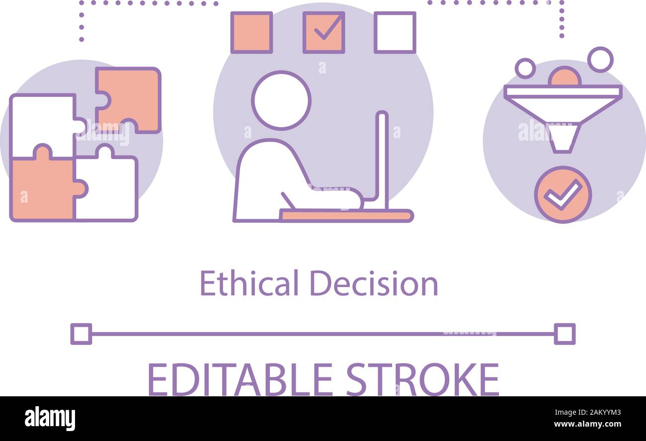 Ethical decision concept icon. Moral problem solving idea thin line ...