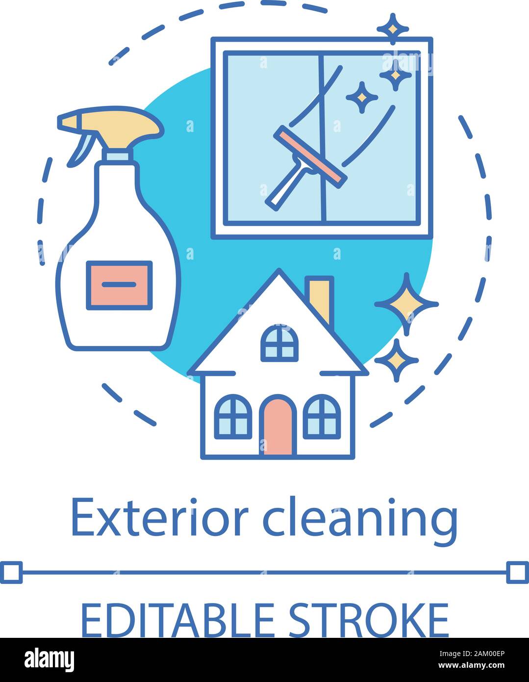 Exterior cleaning concept icon. Additional cleanup service idea thin ...