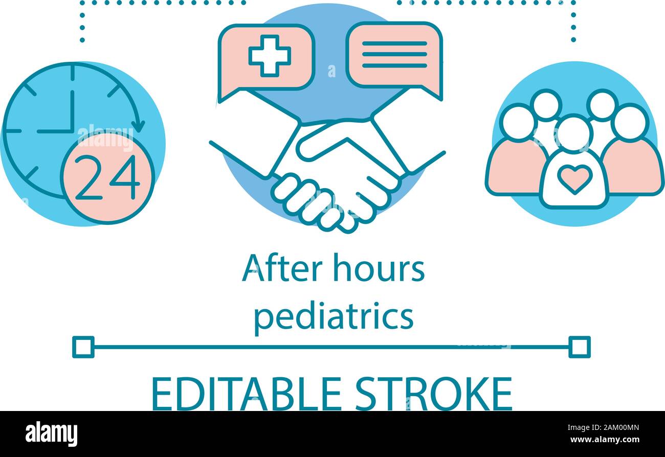 After hours pediatrics concept icon. Urgent medical support. Kid ...