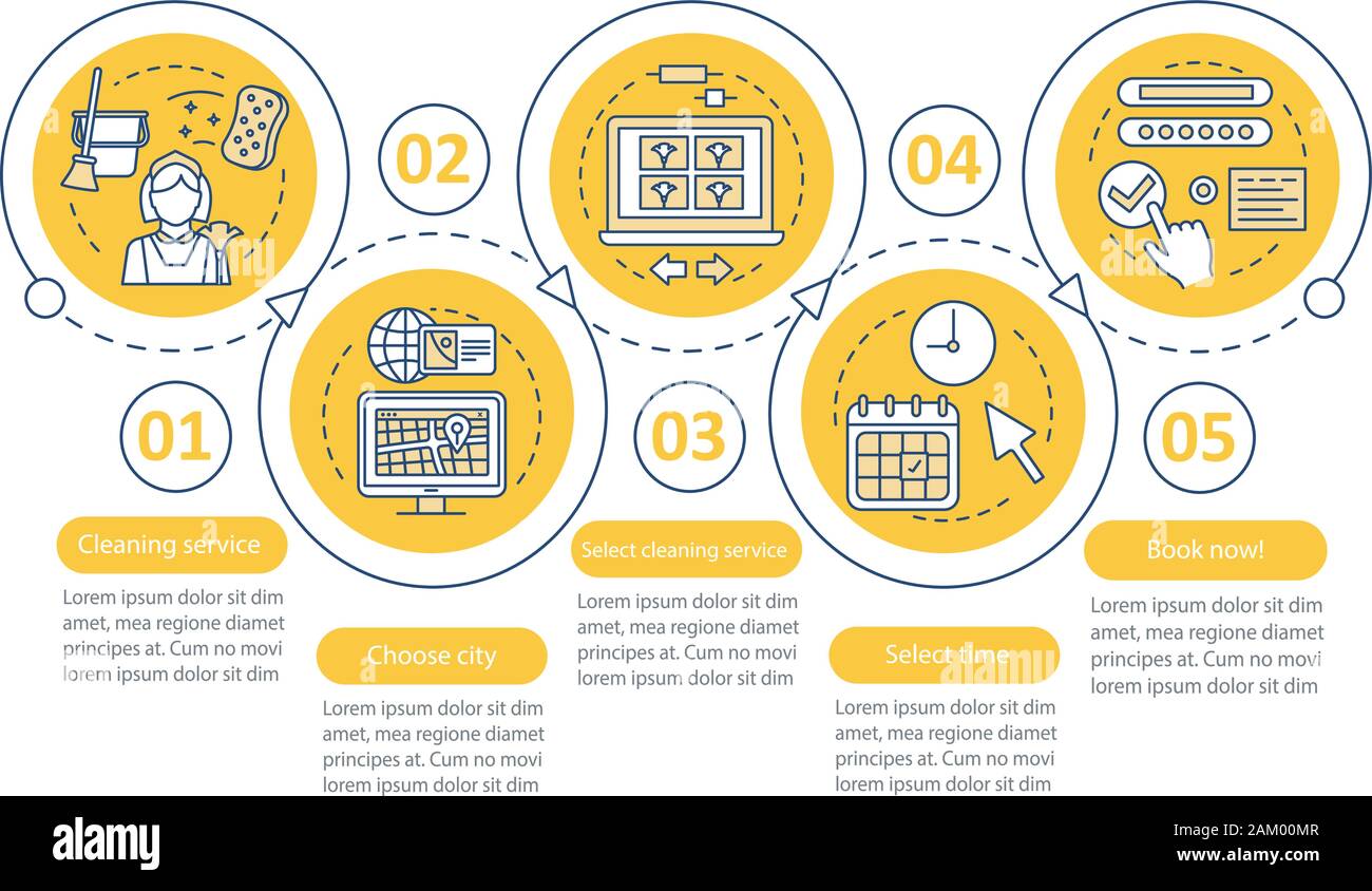 Cleaning service booking vector infographic template. Cleanup company ...