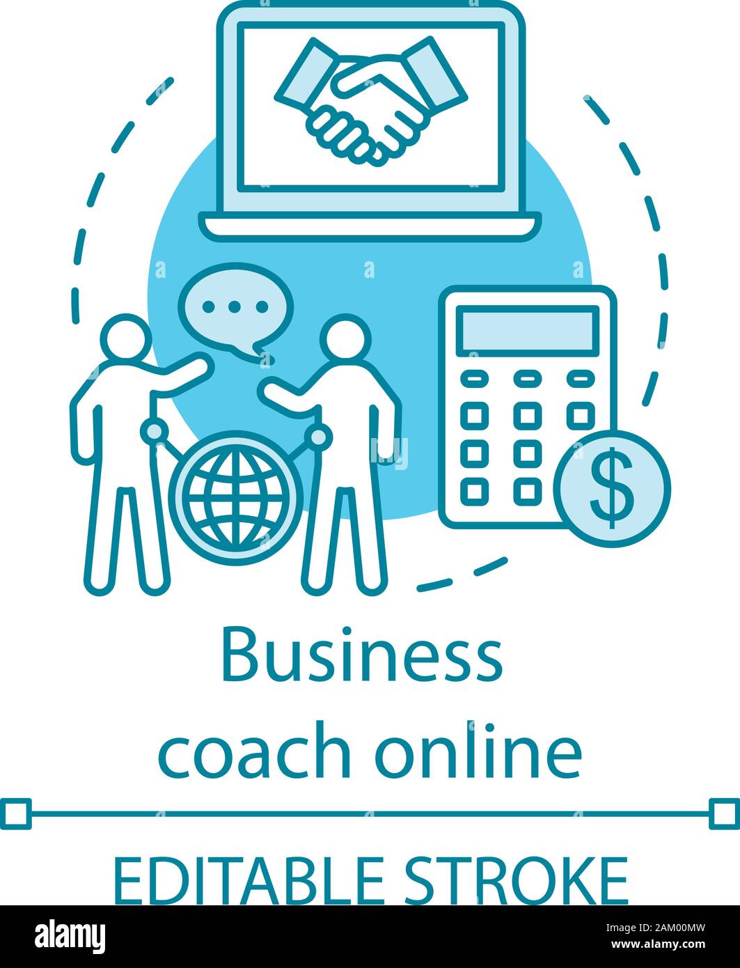 Business coach online concept icon. Mentoring consultancy?. Make deal ...