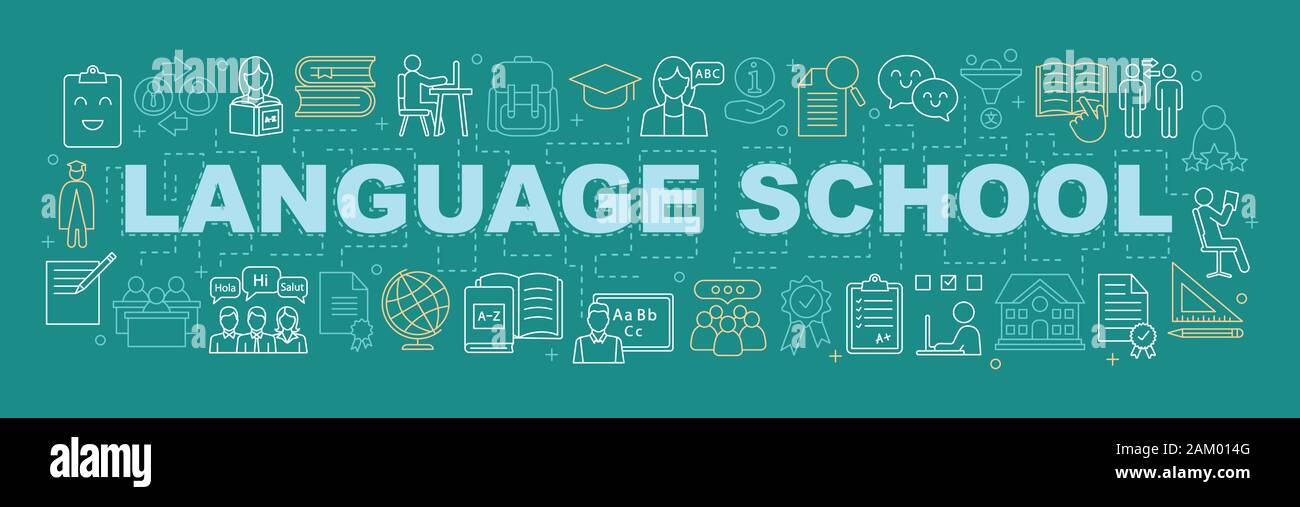 Language school word concepts banner. Educational program. Foreign ...