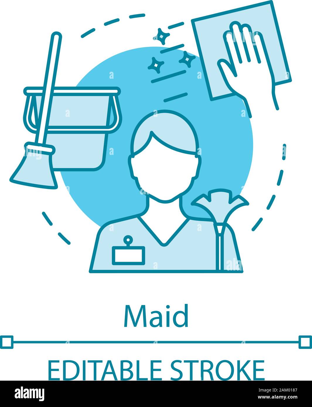 Maid concept icon. Cleaning agency staff idea thin line illustration ...