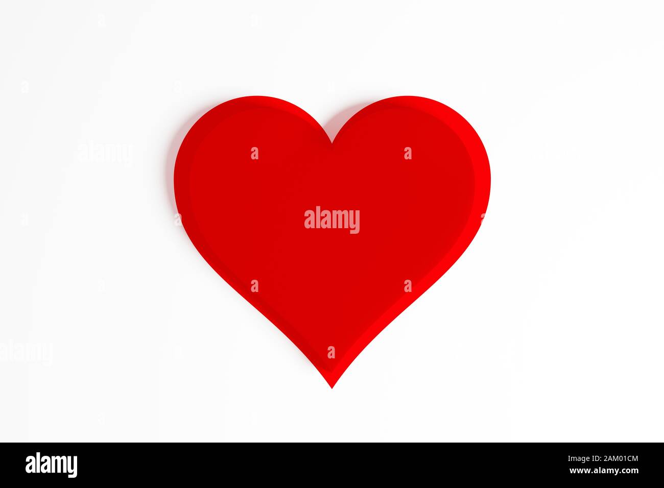 One Red Heart on White Background CGI Illustration Stock Photo - Alamy