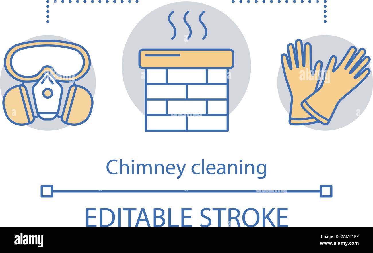 Chimney cleaning concept icon. Additional cleanup service idea thin ...