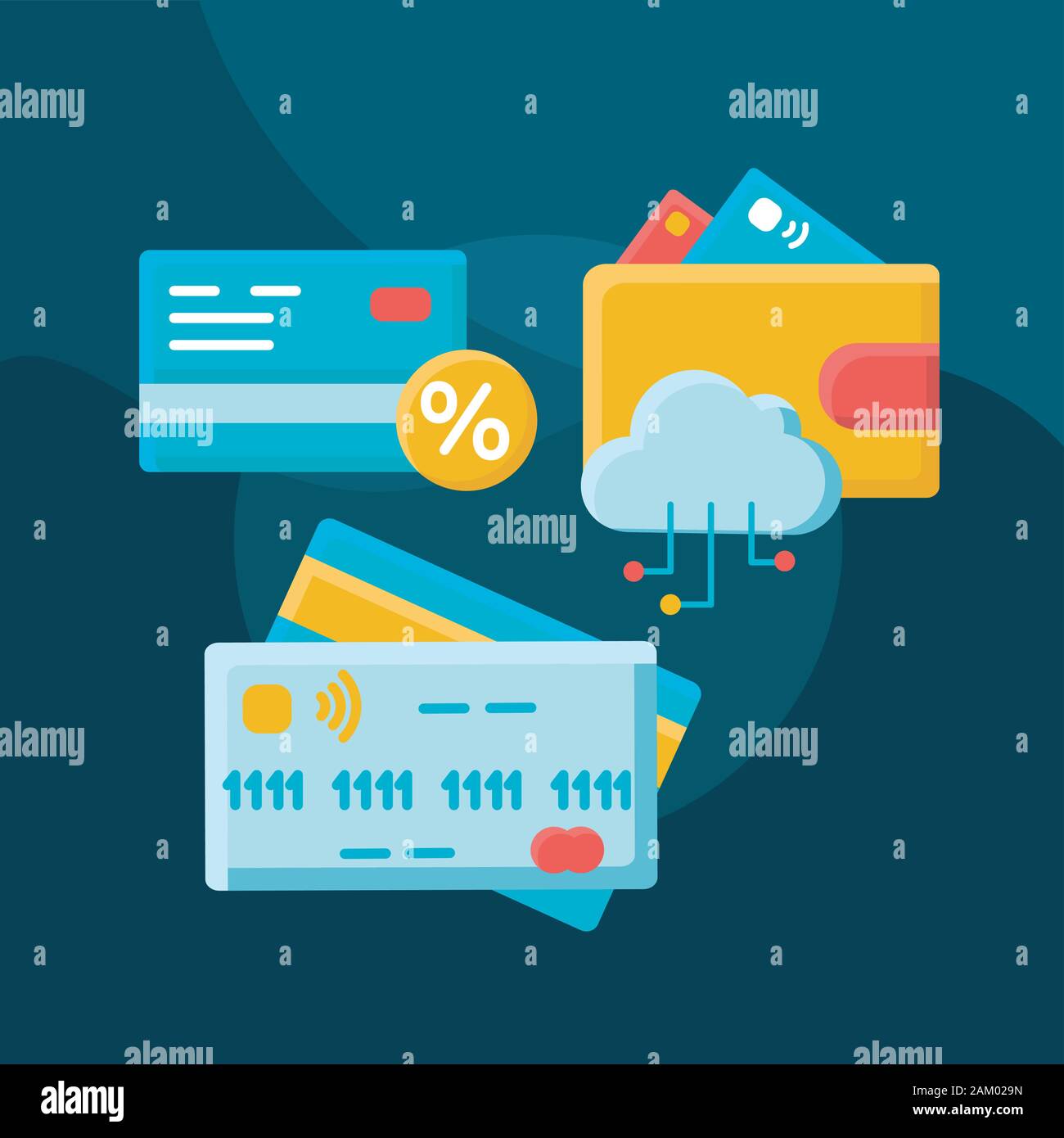 Debit and credit card flat concept vector icon. E-banking idea cartoon ...