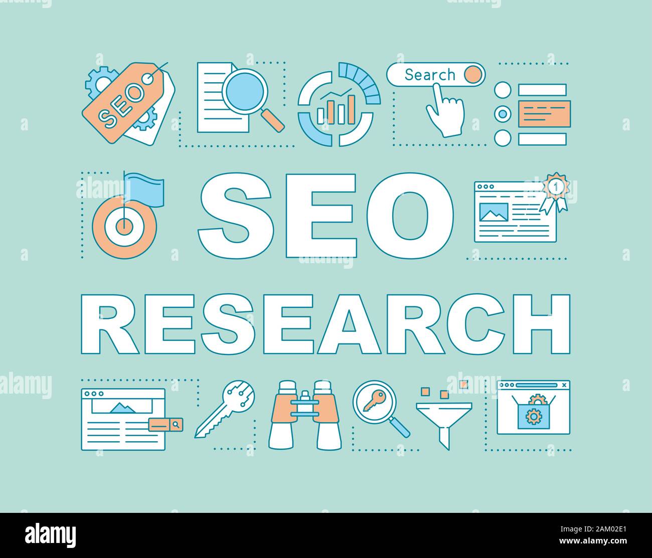 SEO research word concepts banner. Digital marketing strategy. Web ...