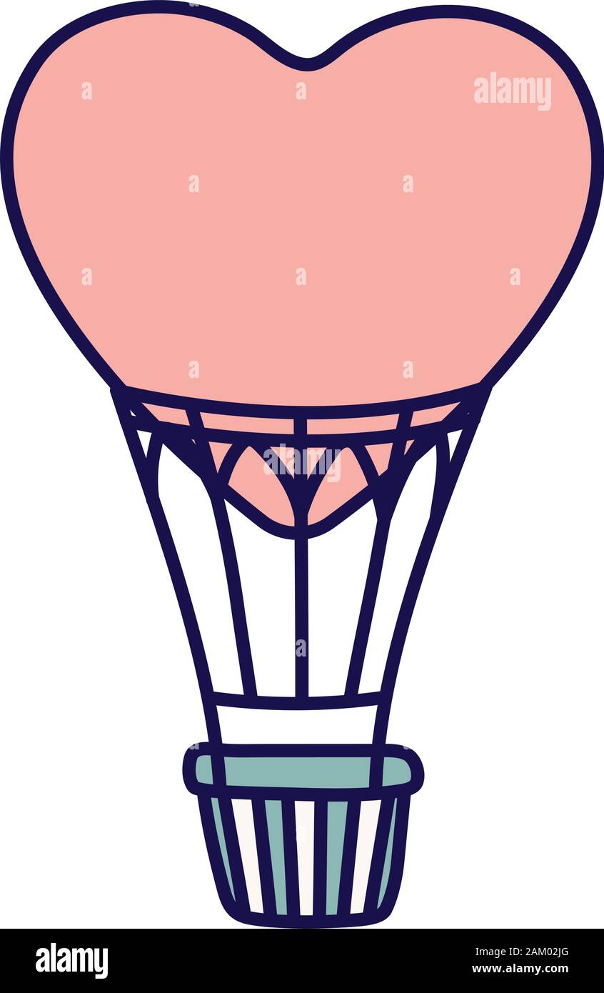 happy valentines day hot air balloon shaped heart decoration vector ...