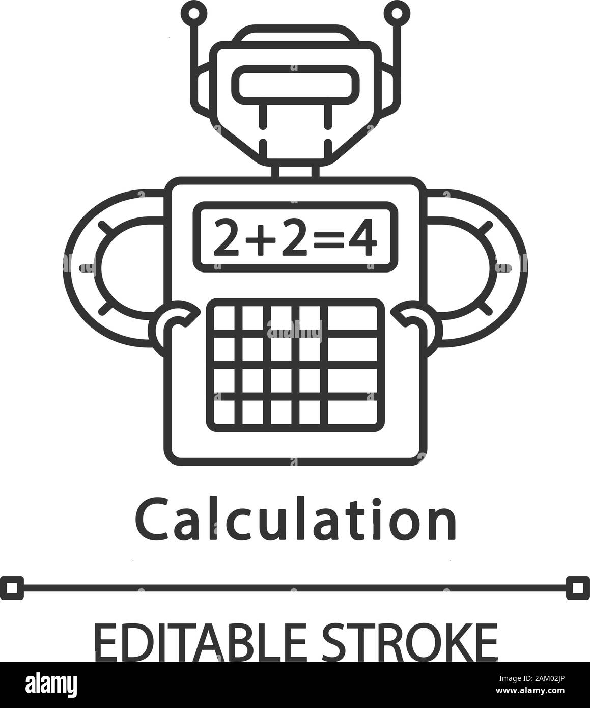 Calculation linear icon. Complex math calculations. Robot holding ...