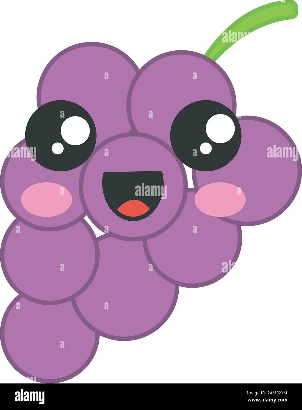 Grapes cute kawaii vector character. Happy berries with smiling face ...
