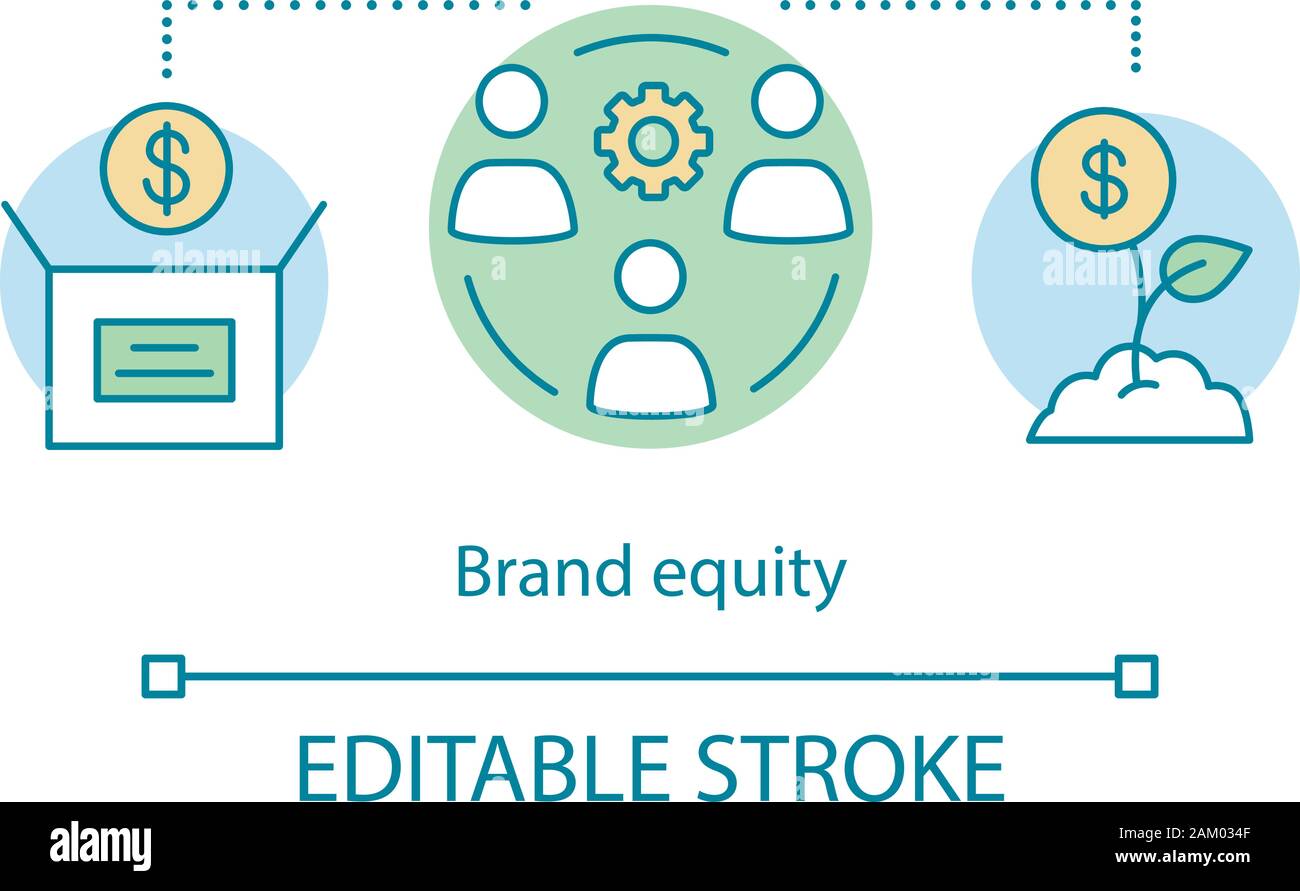 Brand equity concept icon. Company products, services added value ...