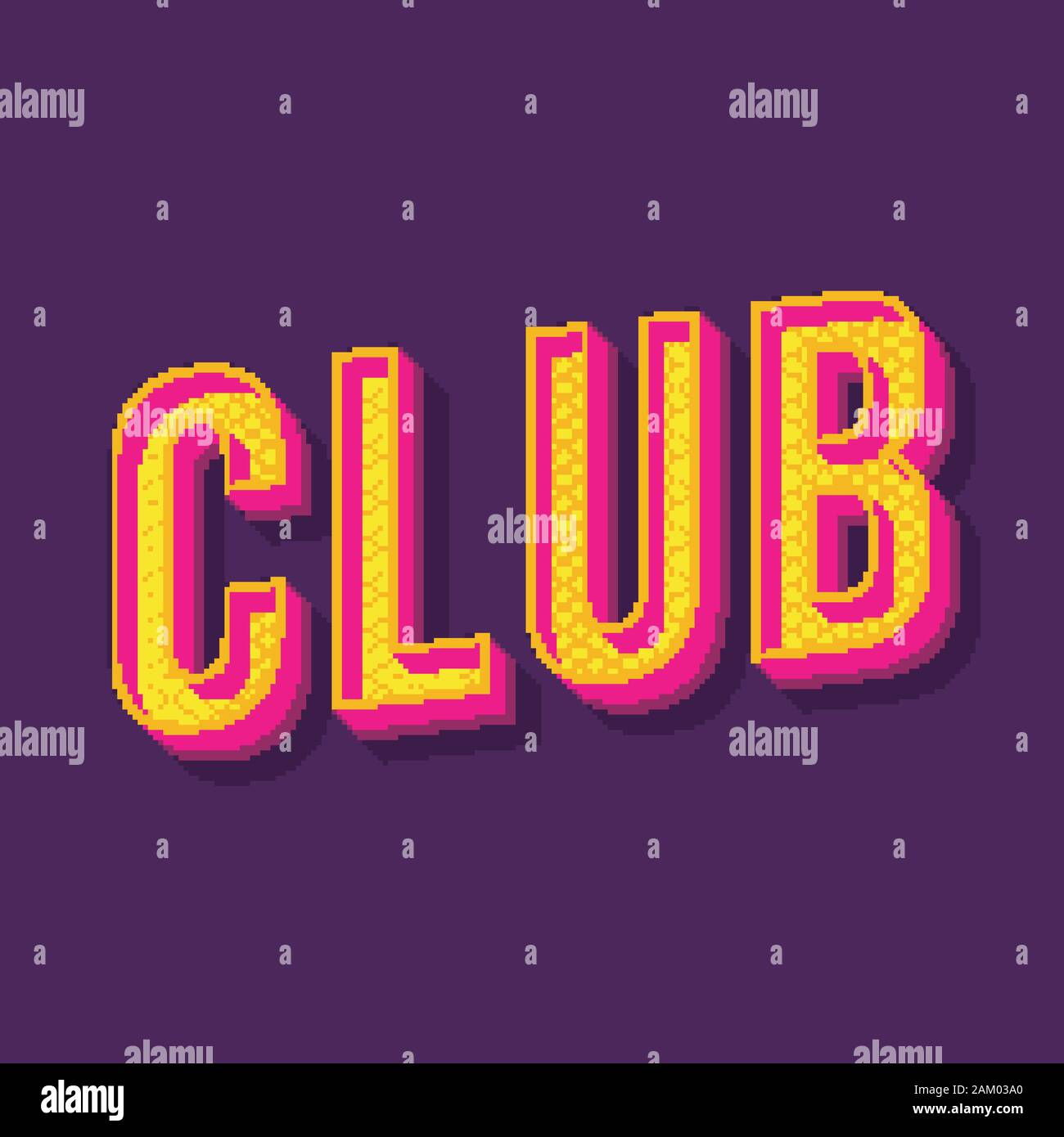 Club vintage 3d vector lettering. Retro bold font, typeface. Pop art ...