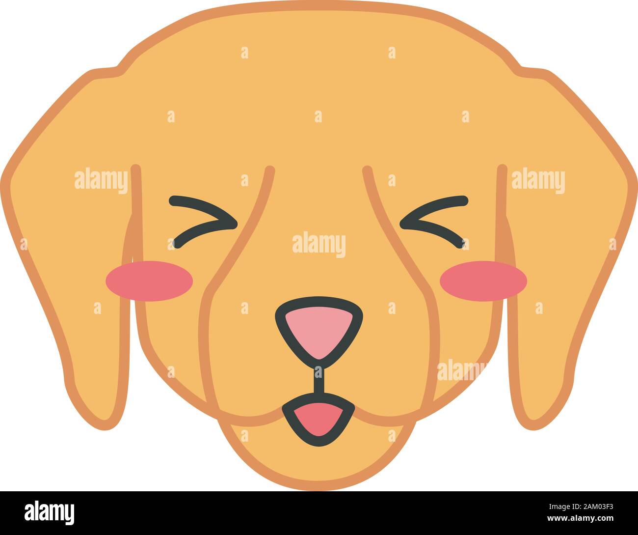 Labrador cute kawaii vector character. Dog with smiling muzzle. Flushed ...