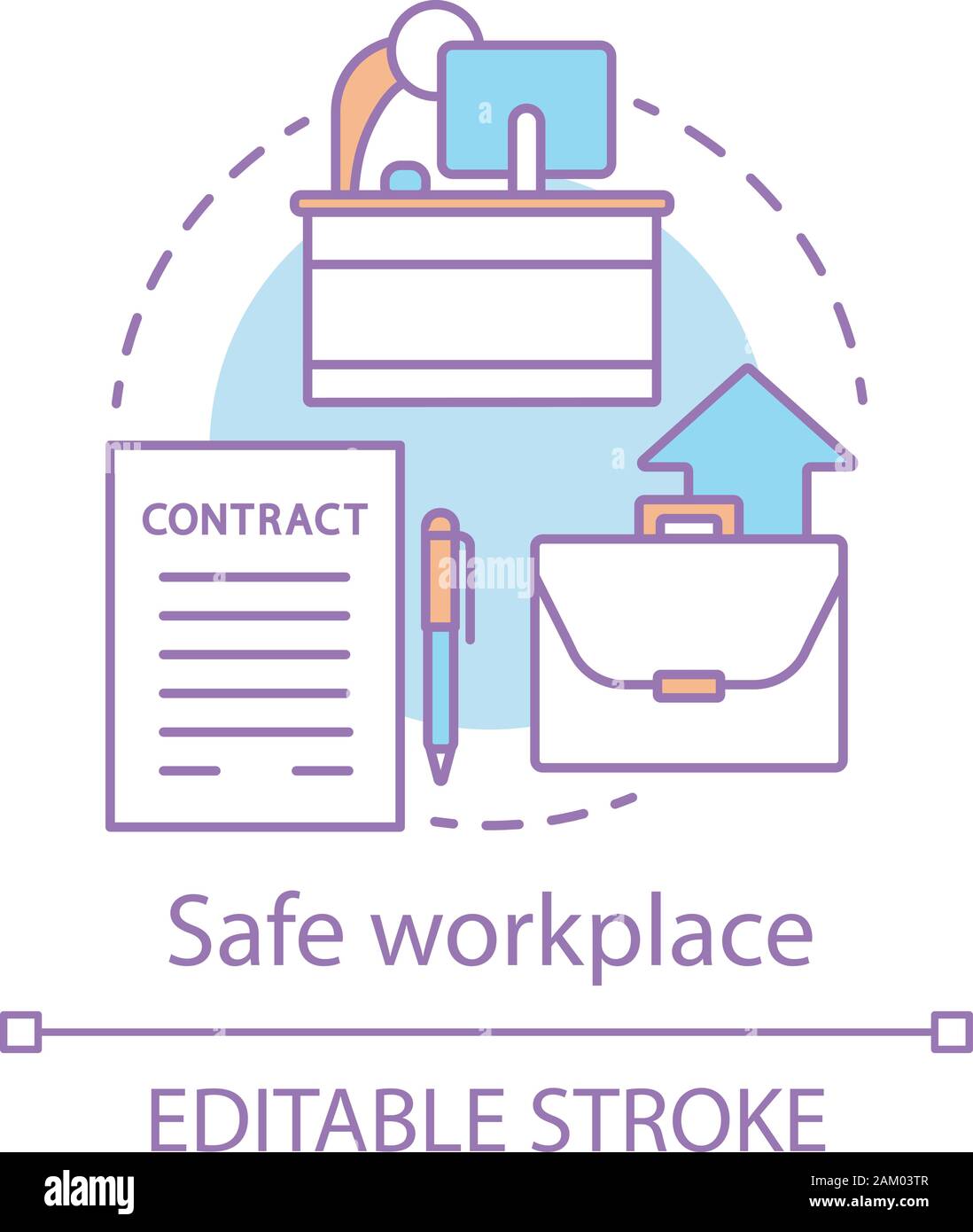 Safe workplace concept icon. Occupational safety contract idea thin ...