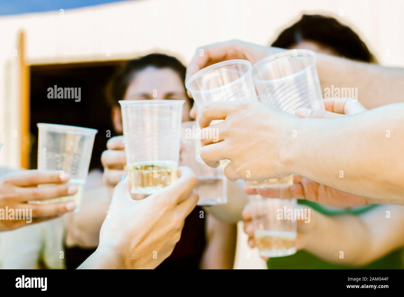 Group of diverse people toasting and enjoying at a meeting party Stock ...