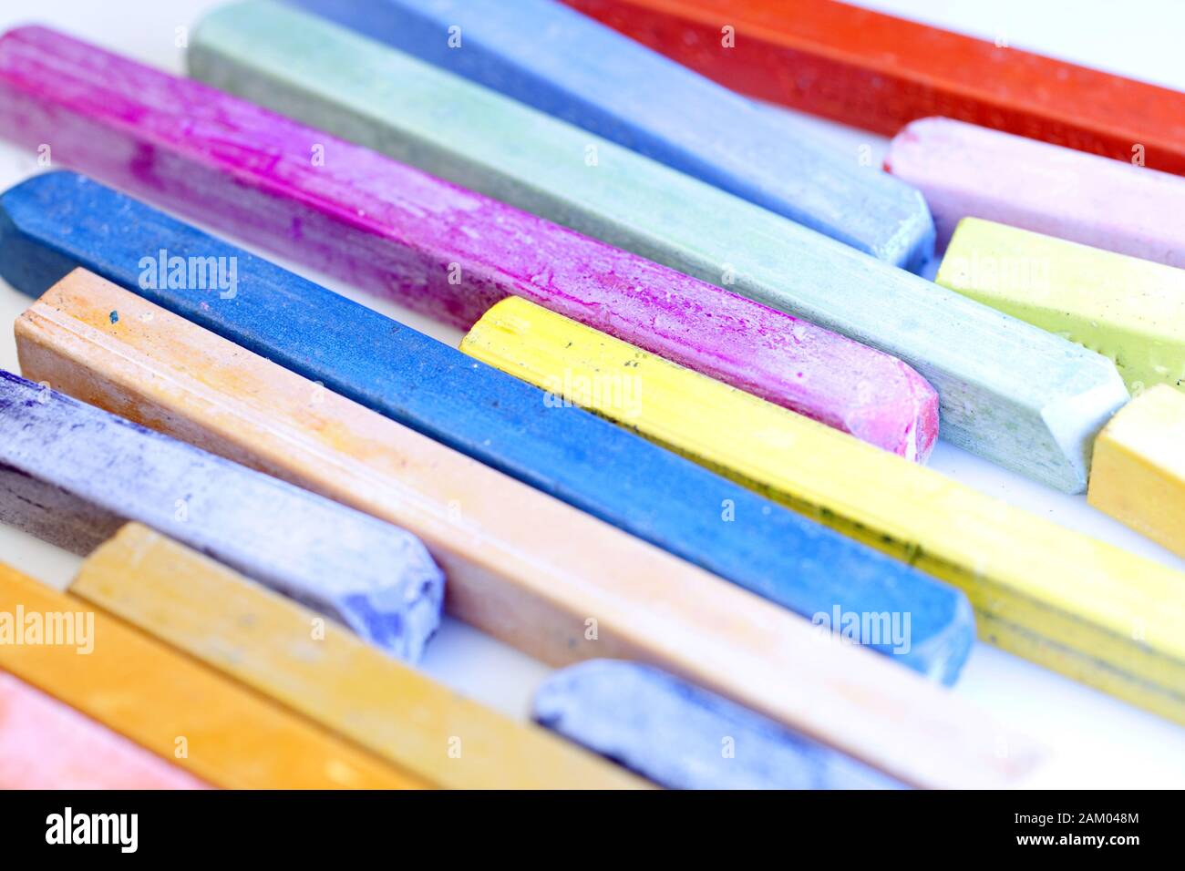 Colourful crayons on white background Stock Photo - Alamy