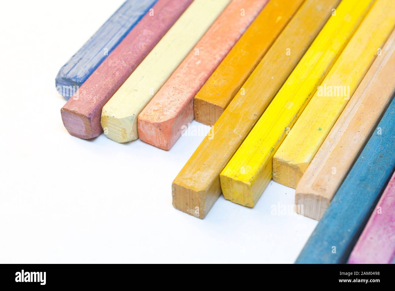 Colourful crayons on white background Stock Photo - Alamy