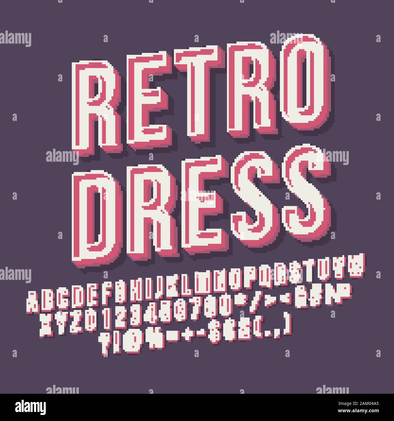 Retro dress 3d vector lettering. Vintage bold font. Pop art stylized ...